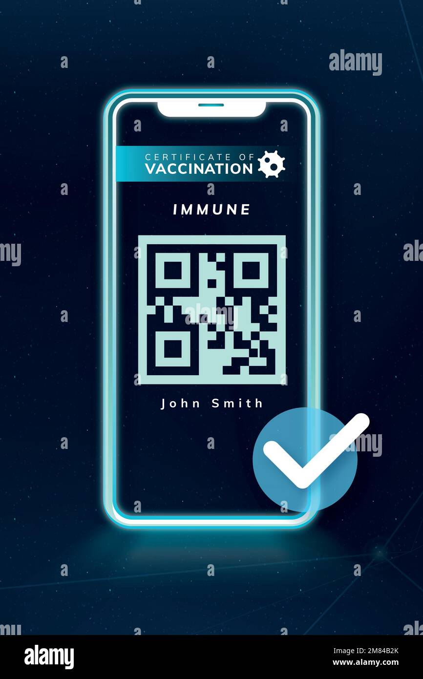 Covid-19 vaccine certificate QR vector smart technology graphic Stock ...