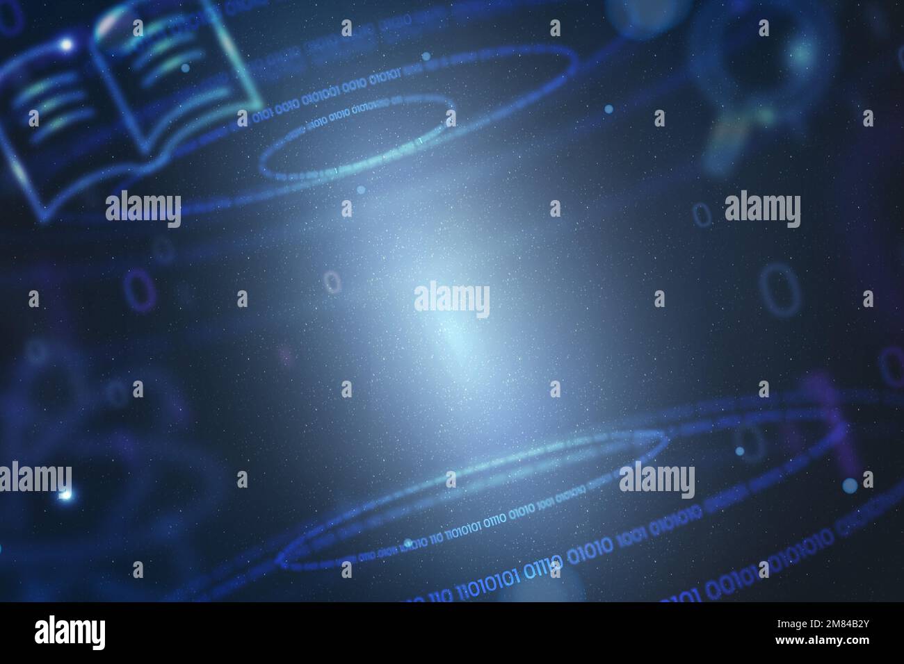 Science and atom background vector in gradient blue education remix ...