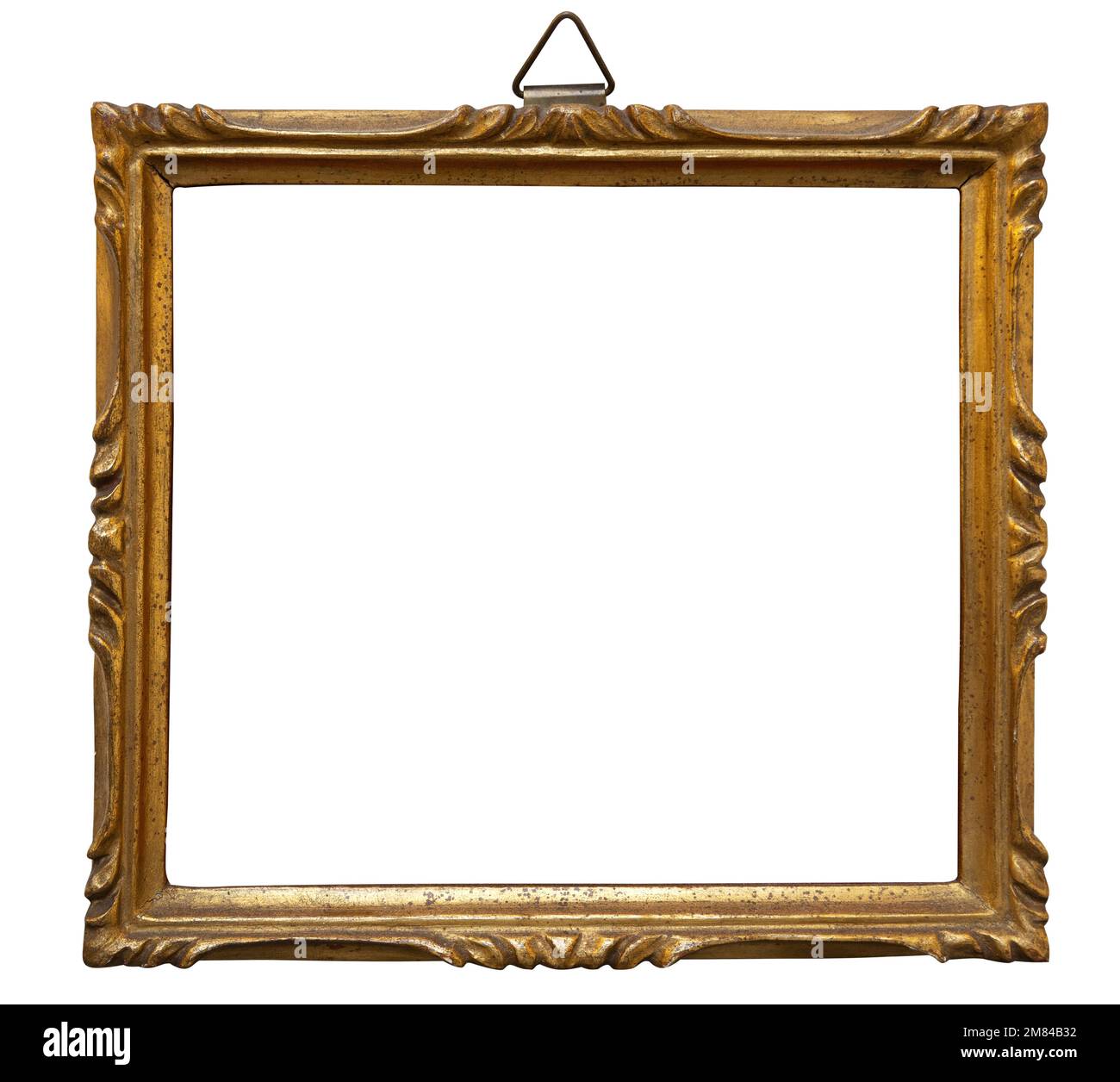 Antique golden frame isolated on white background. Old wooden frame ...