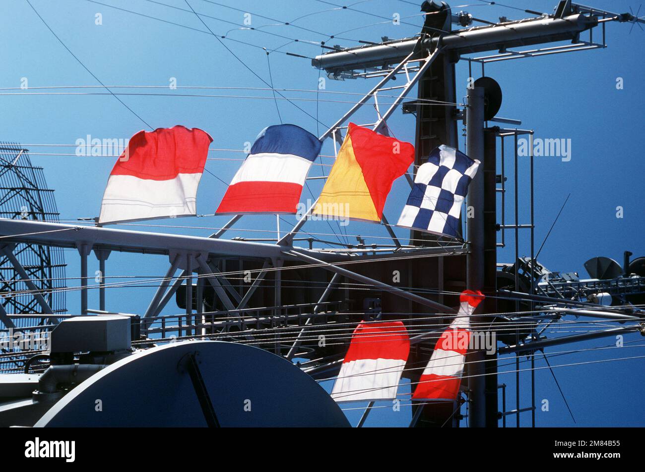 Signal flags aboard the USS HALYBURTON (FFG 40) during Exercise BALTOPS ...
