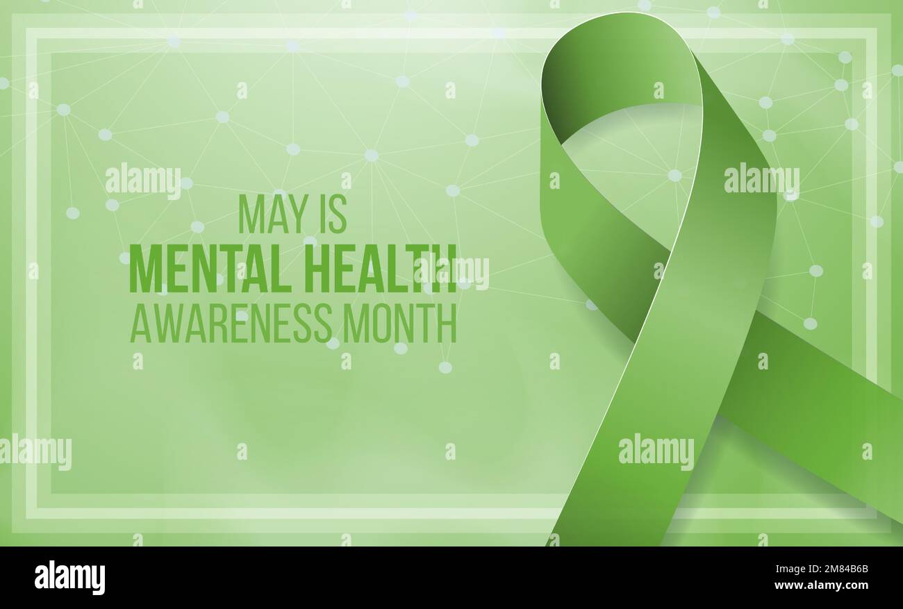 Mental Health Awareness Month Concept Banner Template With Green