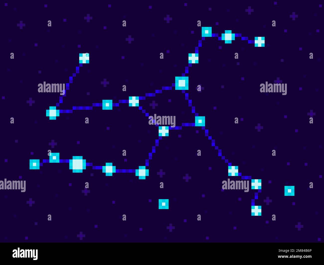 Hercules constellation in pixel art style. 8-bit stars in the night sky ...