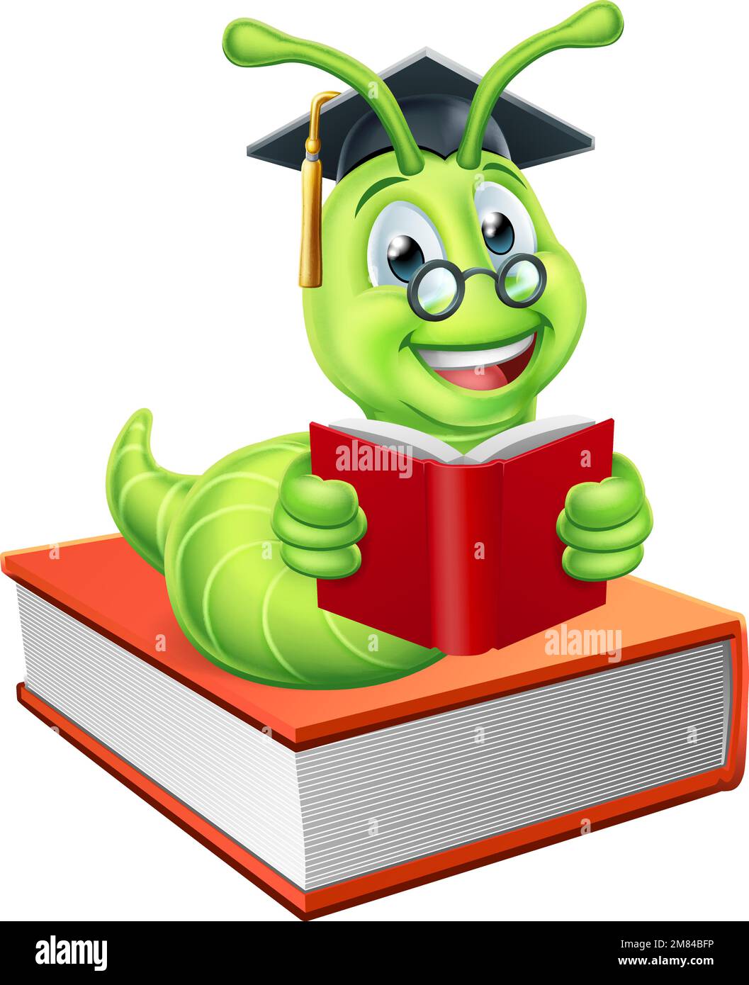 Book Worm Caterpillar Reading Stock Vector Image & Art - Alamy