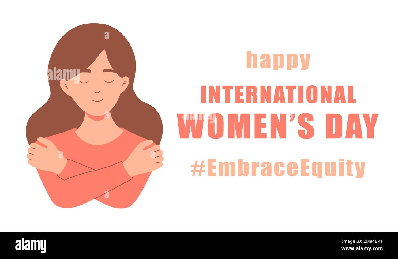 International womens day concept poster. Embrace equity woman illustration background. 2023 ...
