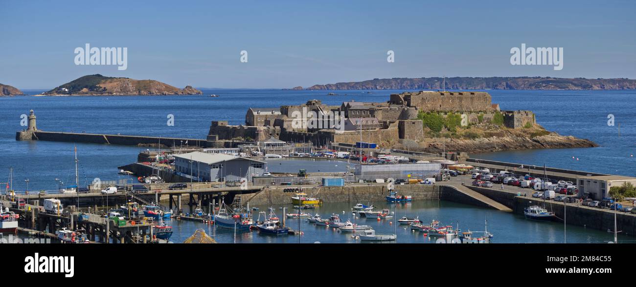 A panoramic shot of the Castle Cornet in Guernsey, France Stock Photo ...