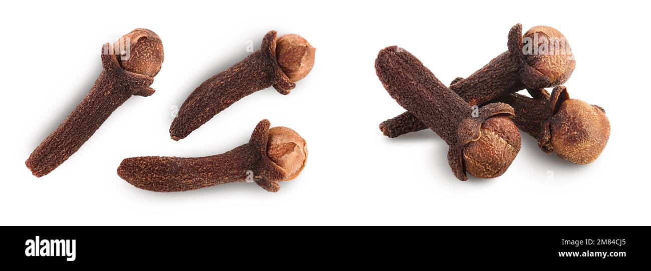 Dry spice cloves isolated on white background. Top view. Flat lay Stock ...