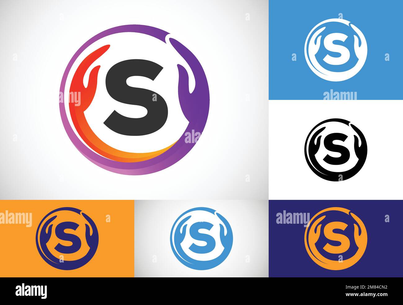 Initial S monogram letter with safe hands. Professional charity ...