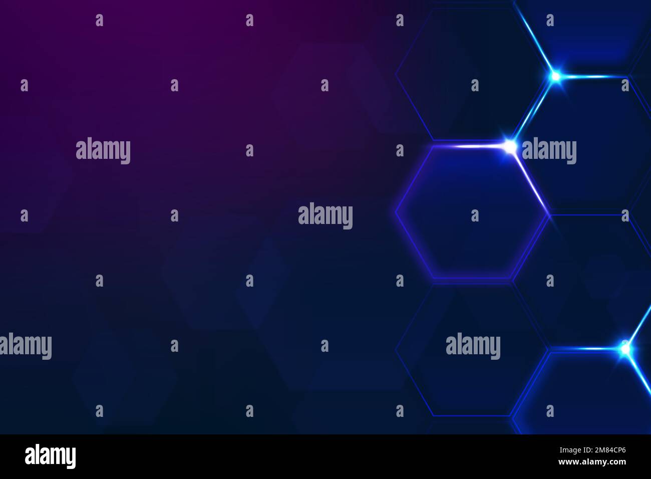 Digital technology background vector with hexagon border in dark purple tone Stock Vector Image ...