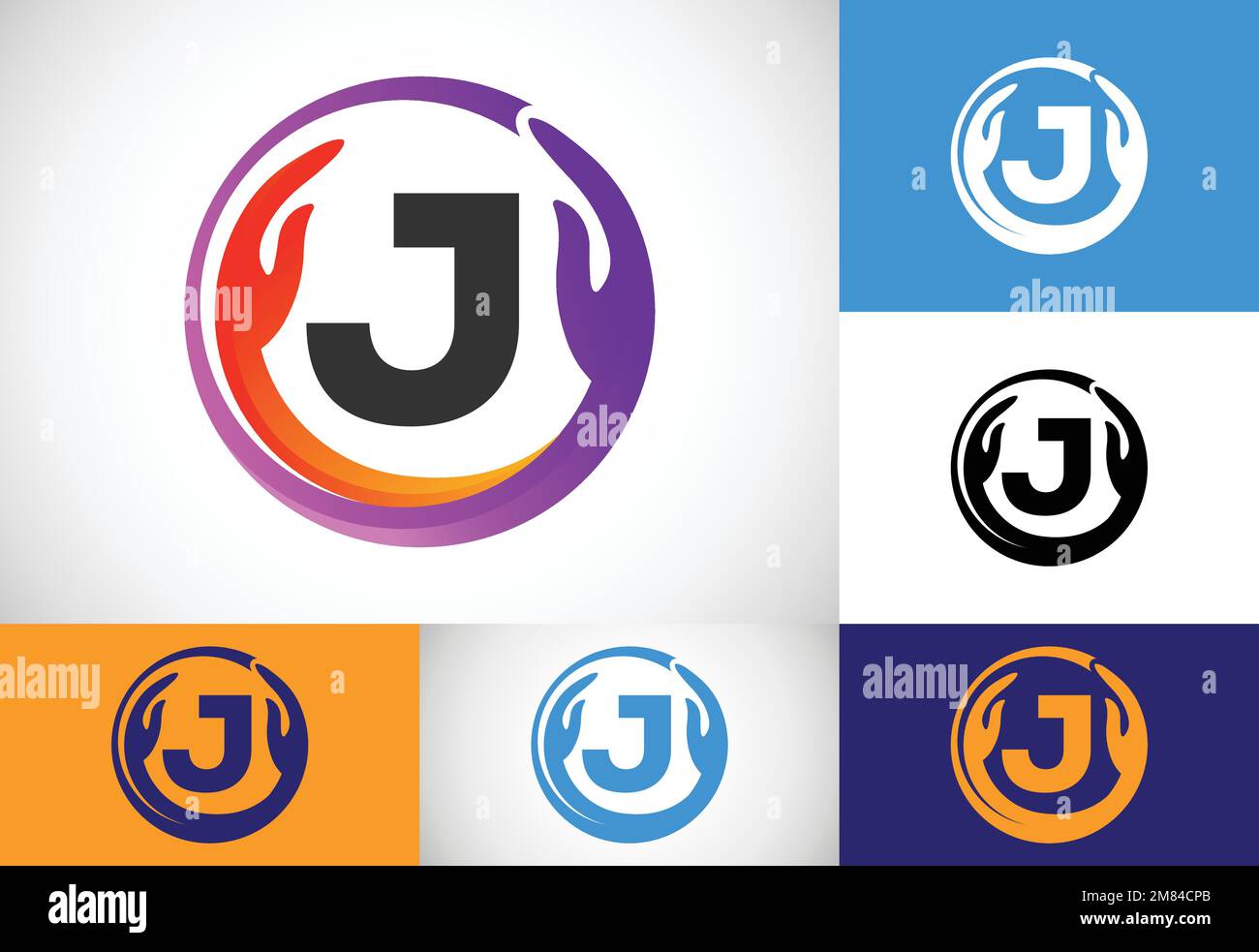 Initial J monogram letter with safe hands. Professional charity ...