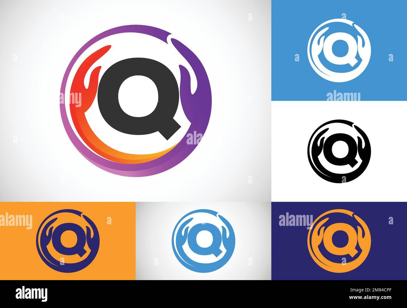 Initial Q monogram letter with safe hands. Professional charity ...