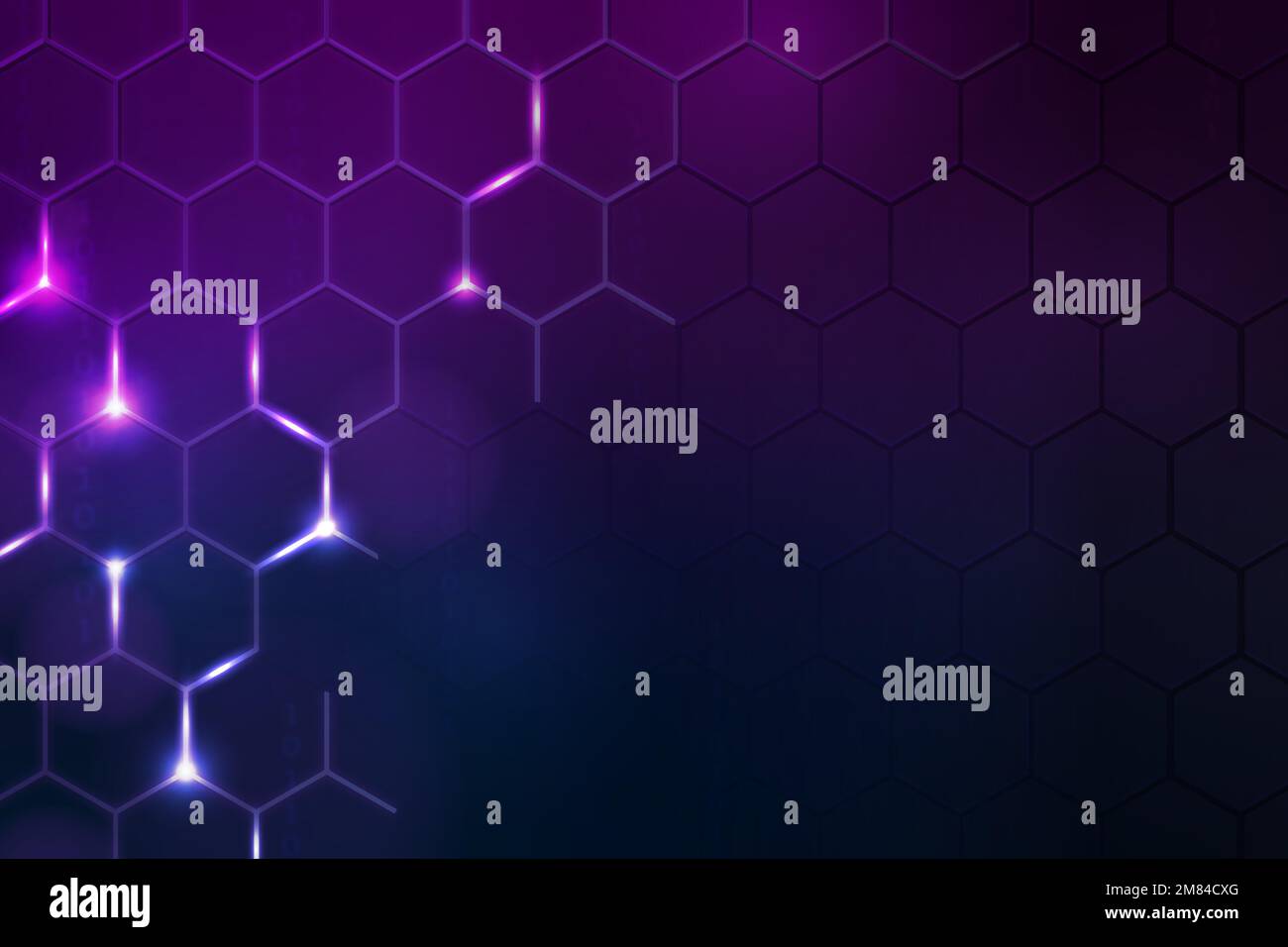 Digital technology background vector with hexagon border in dark purple tone Stock Vector Image ...