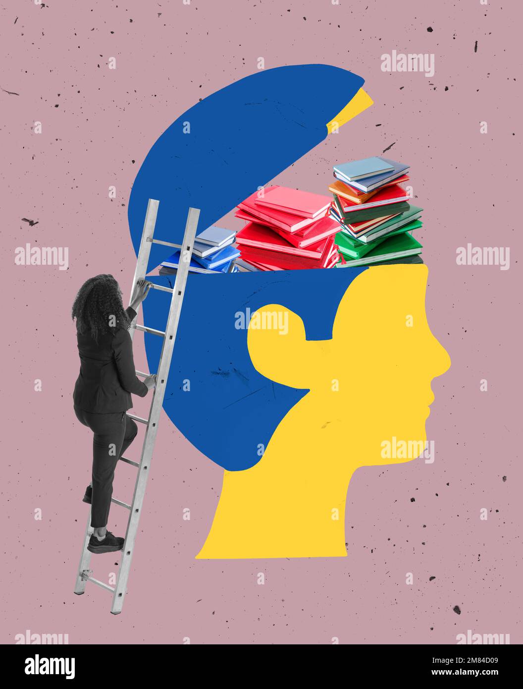 Self-education. Contemporary art collage. Concept of business, personal ...