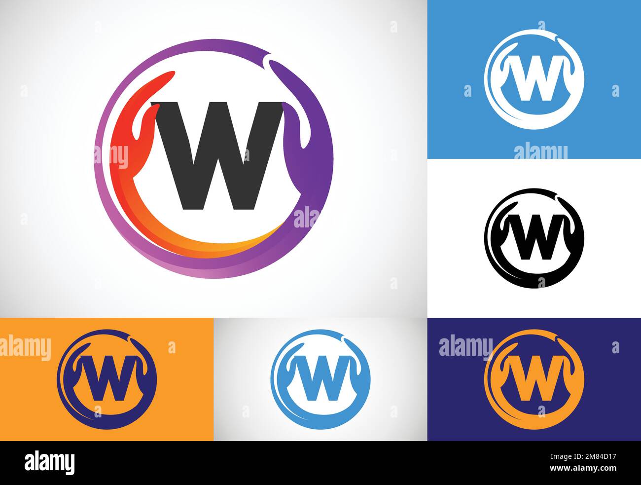 Initial W monogram letter with safe hands. Professional charity ...