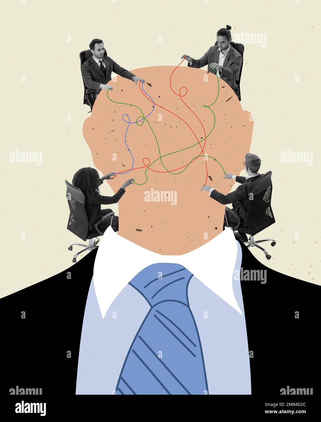 Teamwork. Contemporary art collage. Concept of business, new ideas ...