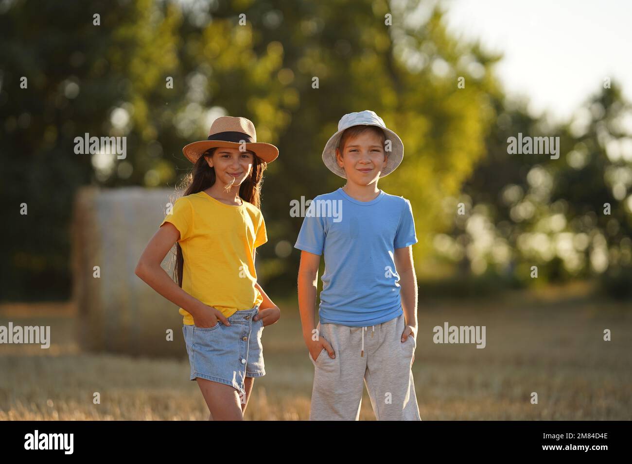 Children in clothes of the colors of the flag of Ukraine, save Ukraine, save Ukrainian children ...