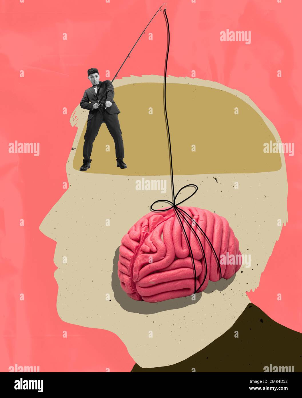 Mental health. Contemporary art collage. Concept of business, personal ...