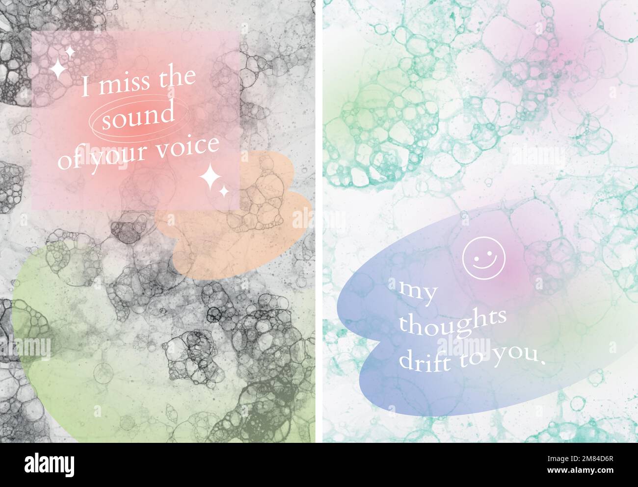 Aesthetic bubble art template vector with romantic quote poster dual ...