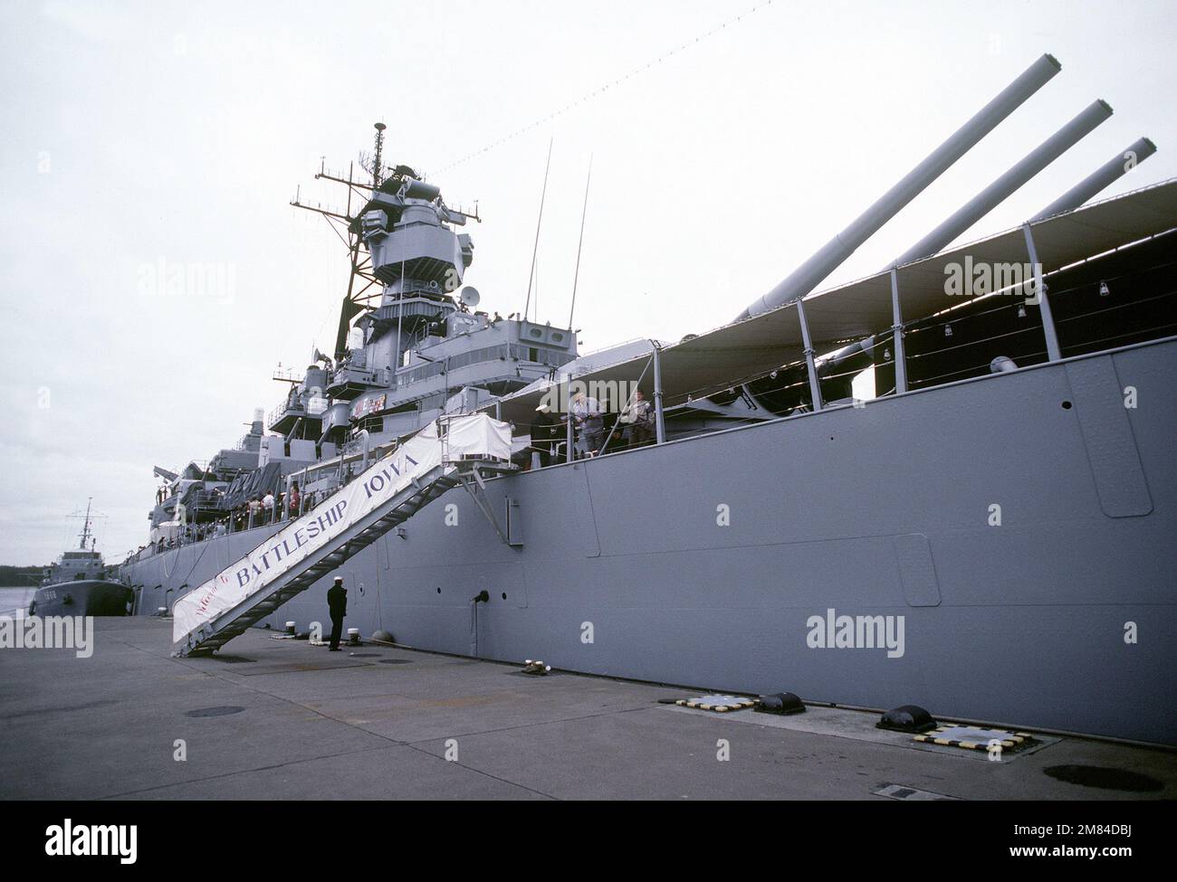 A starboard side view of the battleship USS IOWA (BB-61) during an open ...