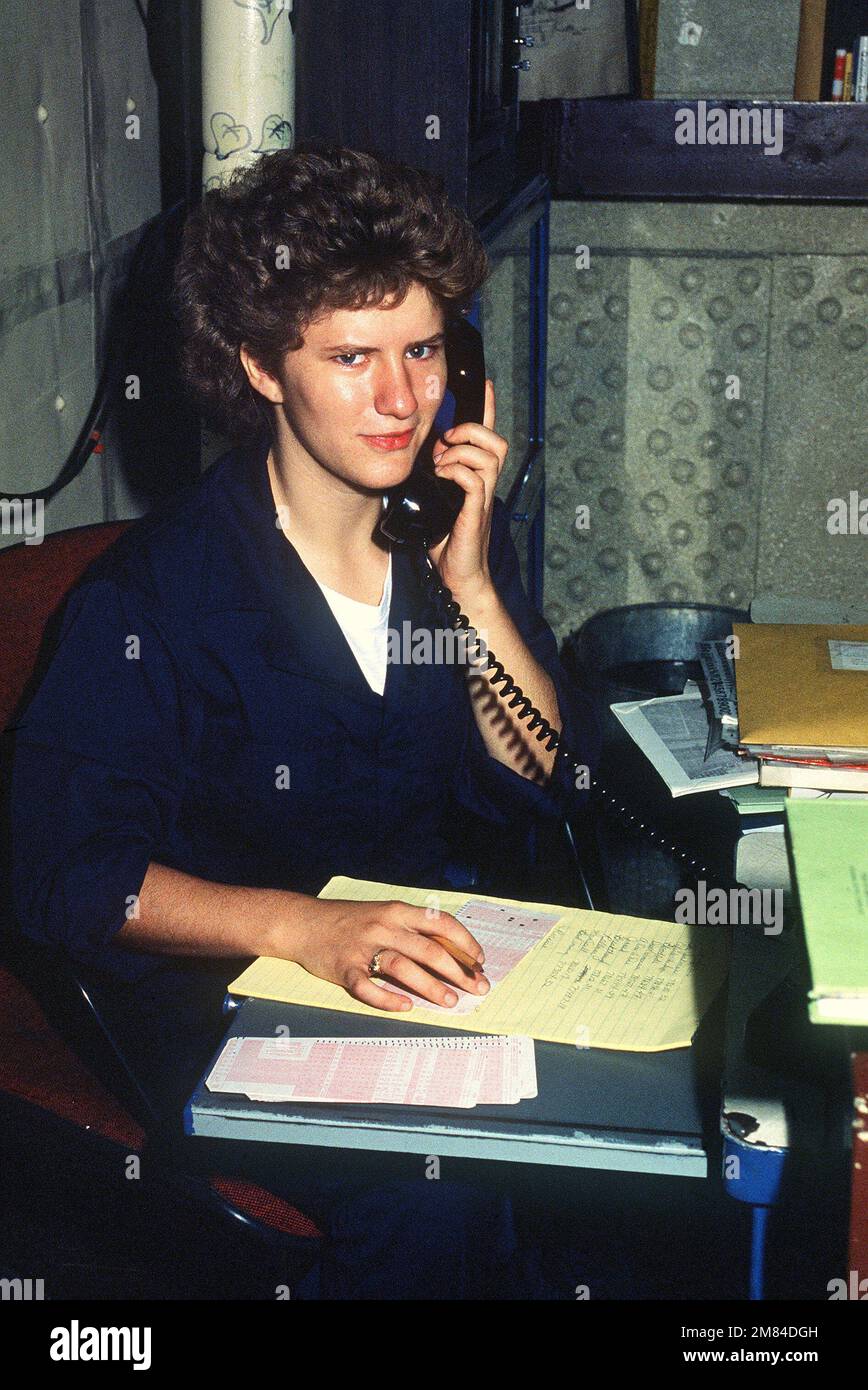Journalist SEAMAN Sheila Heaphy performs public relations duties in an ...