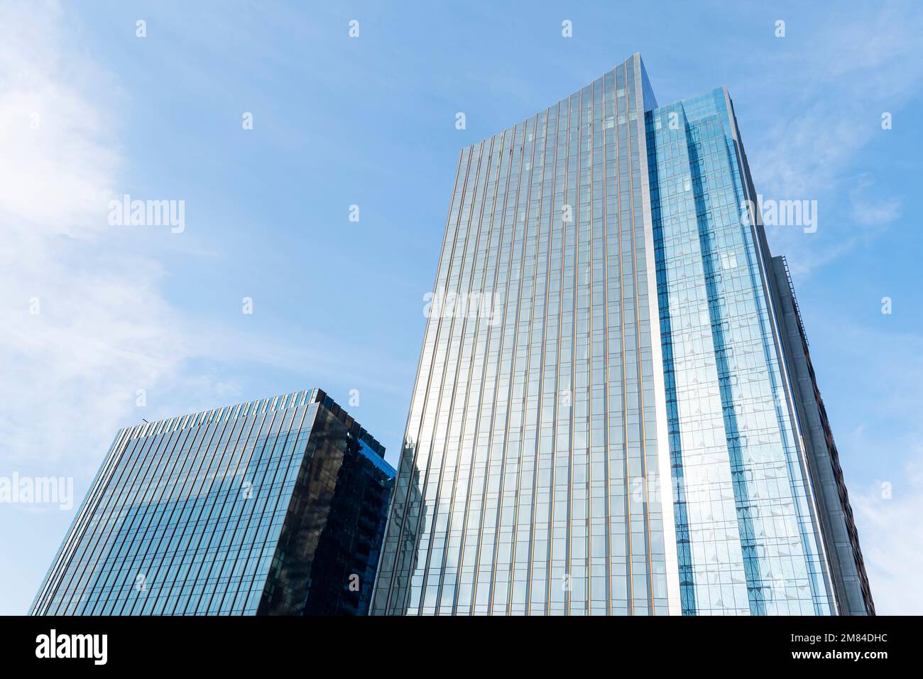 height skyscraper against sky building glass background. Modern urban ...