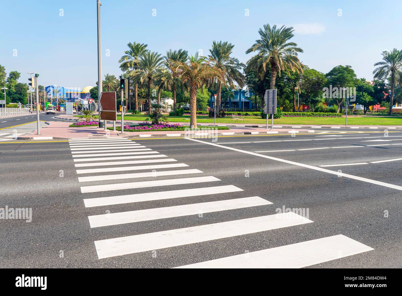 White stripes of pedestrian crossing. white road markings on the ...