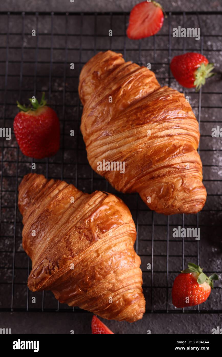 pastries fresh classic croissants for breakfast Stock Photo - Alamy