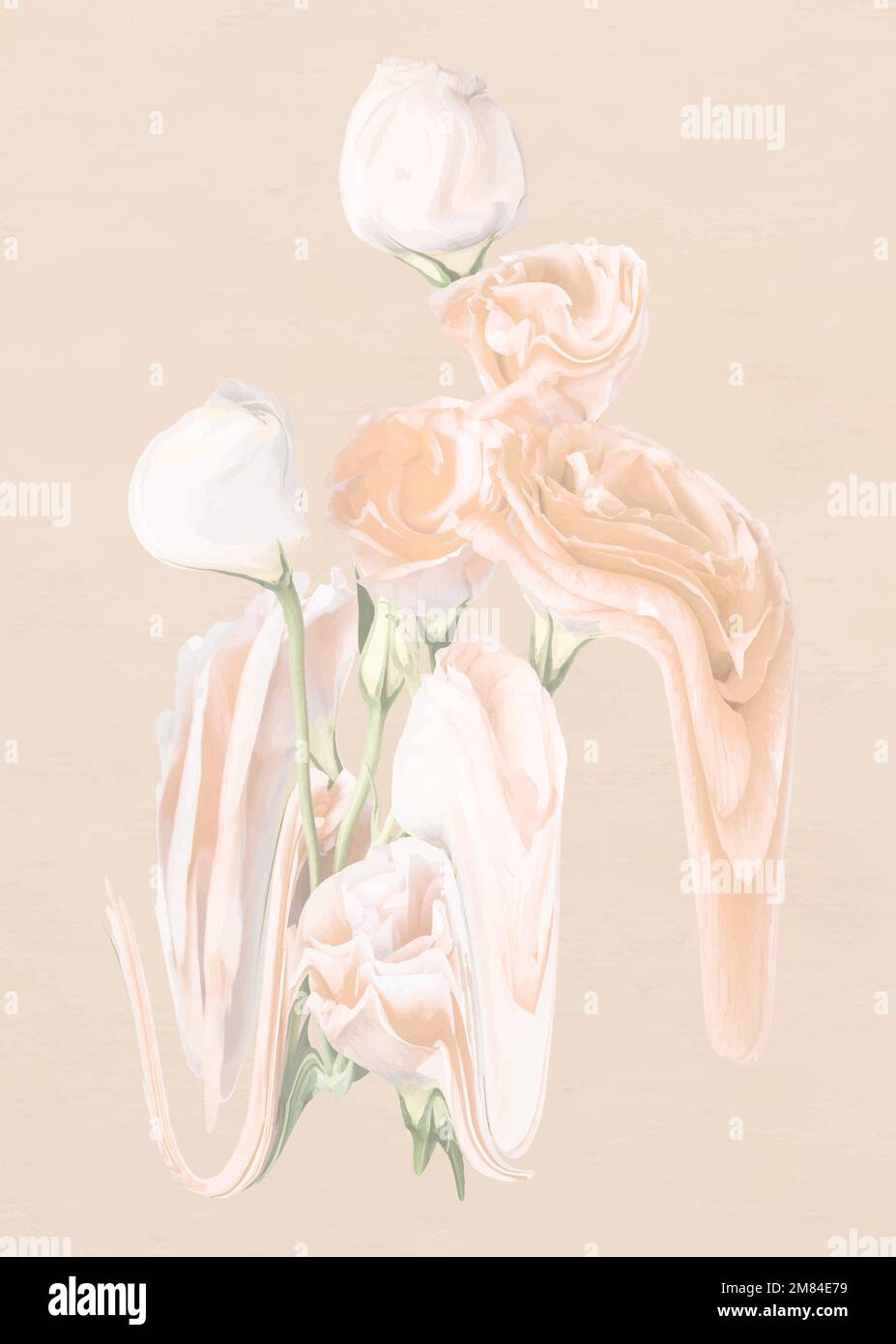 Rose flower sticker vector, pastel white trippy psychedelic art Stock ...