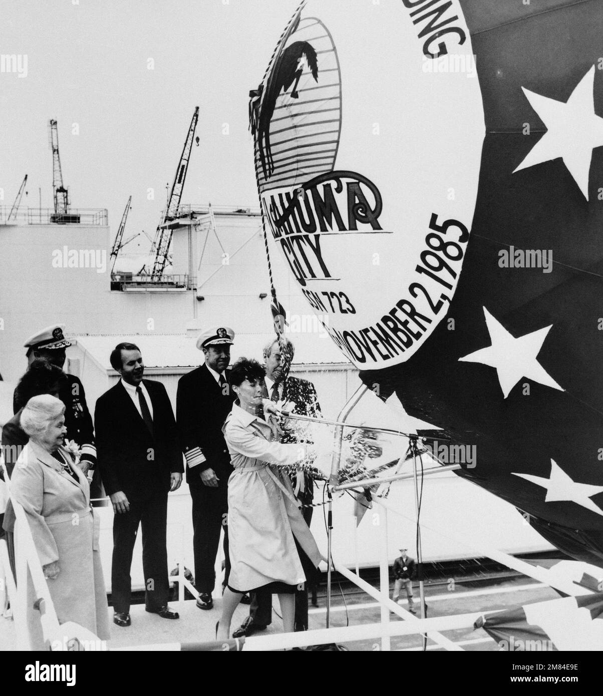 Sponsor Jane Nickles christens the nuclear-powered attack submarine USS ...
