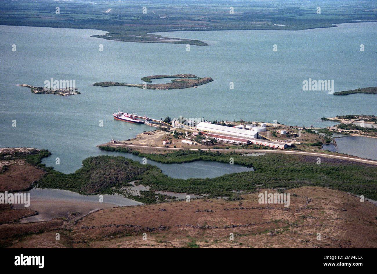 Aerial view of the main power station for Naval Base Guantanamo Bay ...