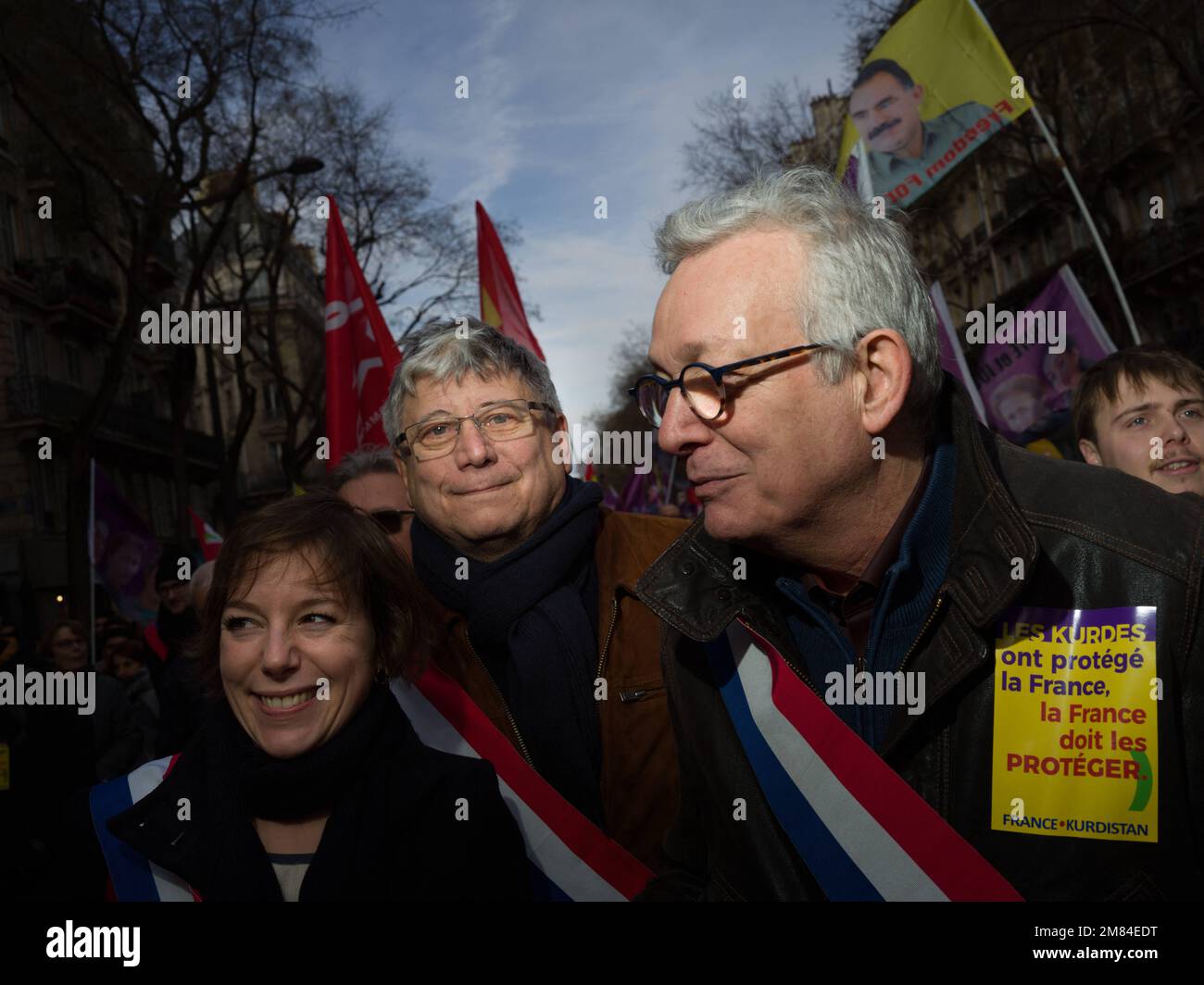 Eric Coquerel and Pierre Laurent White march in honor of the three ...