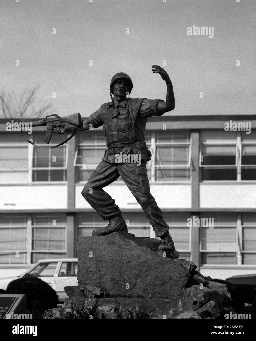 A statue commemorating Lieutenant Colonel William G. Leftwich stands in ...
