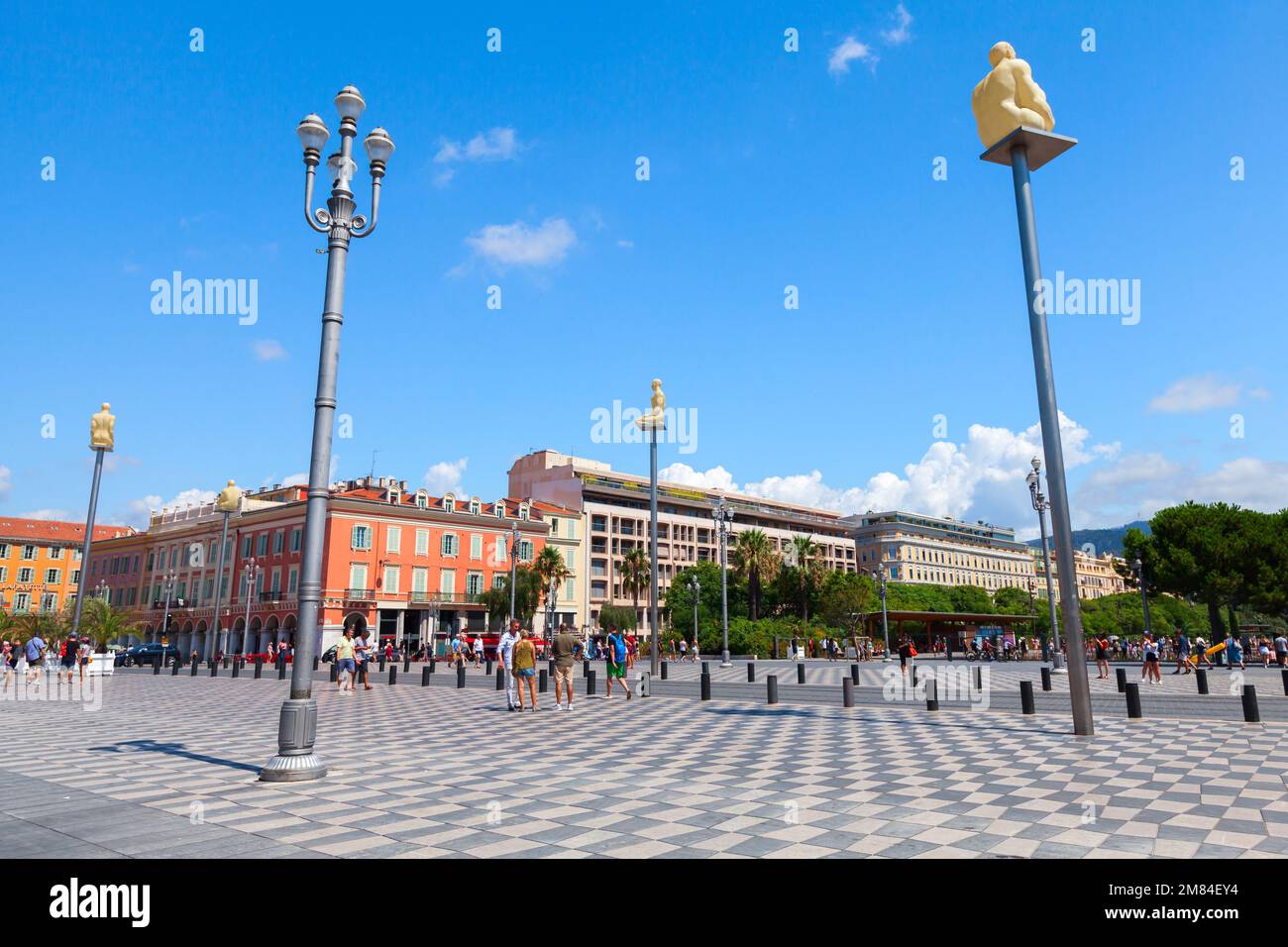 Nice, France - August 12, 2018: Nice street view, people walk the ...