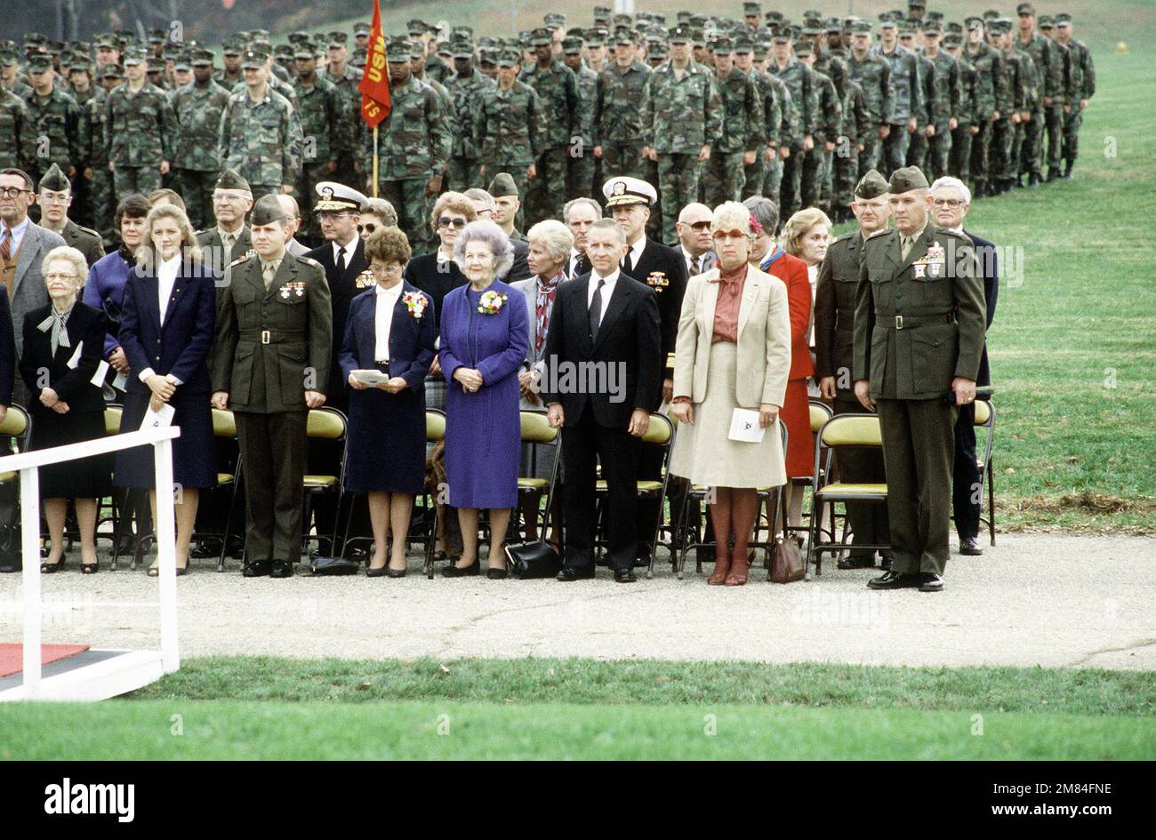 Distinguished guests attend the unveiling of a statue honoring LT. COL ...