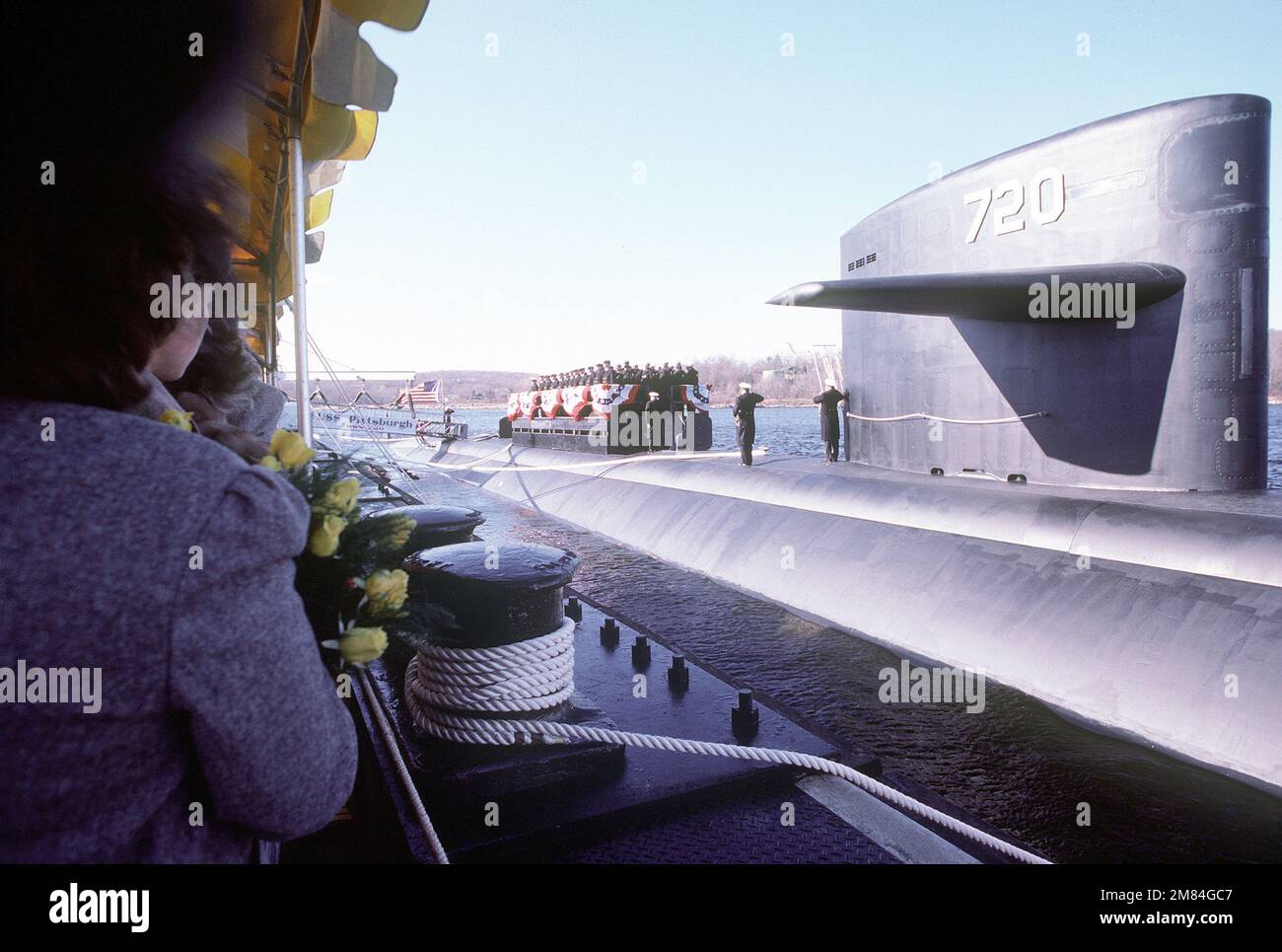 The commissioning pennant is raised aboard the nuclear-powered attack ...