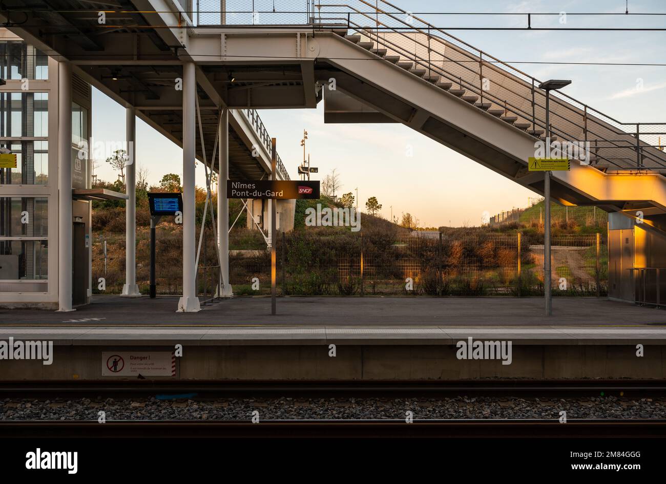 Nimes Pont-du-Gard, France, 12 26 2022 - Platform, railways and ...