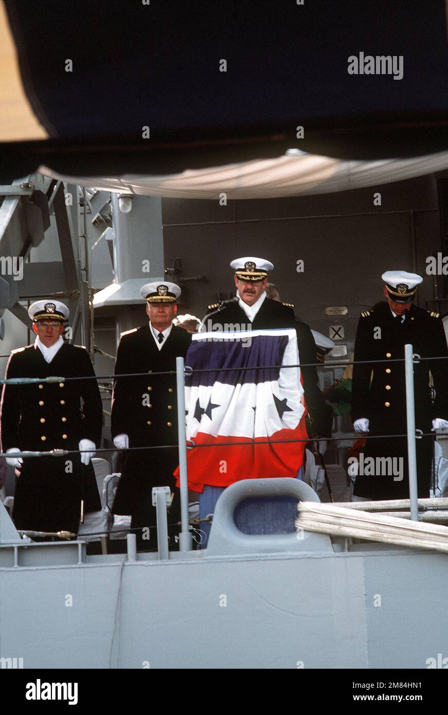 Chaplain (CAPT.) Richard Barcus delivers the invocation during the ...