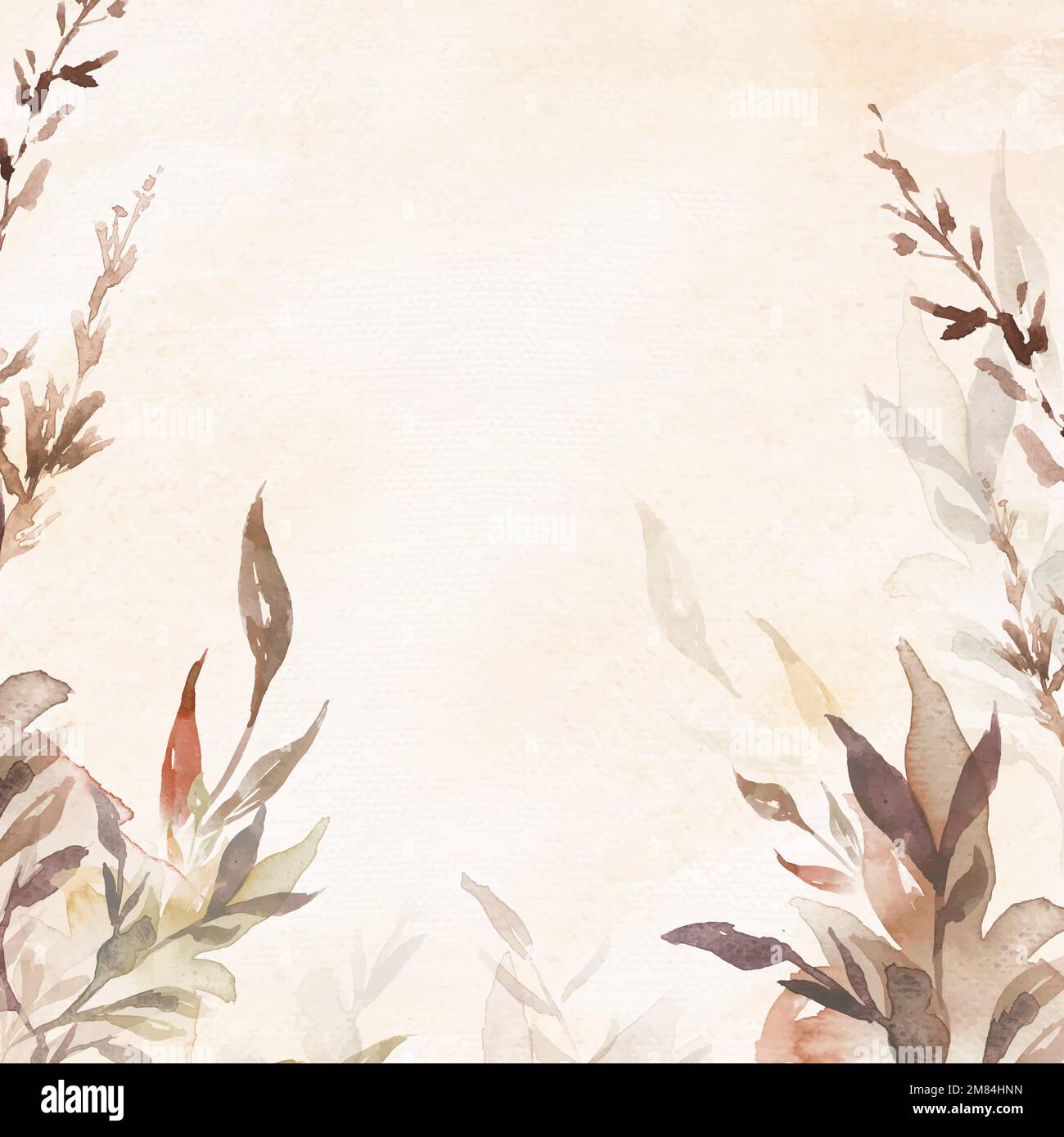 Beautiful leaf watercolor background vector in brown autumn season ...