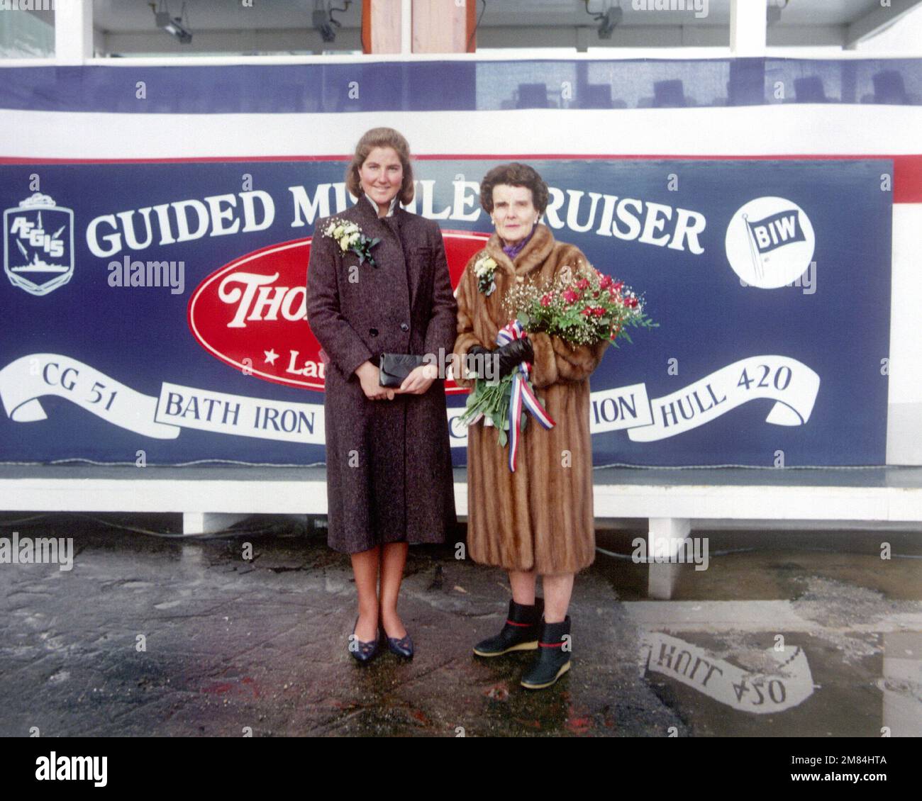 Anne Gates, sponsor, and Miss Sara C. Scott, maid of honor, pose for a ...