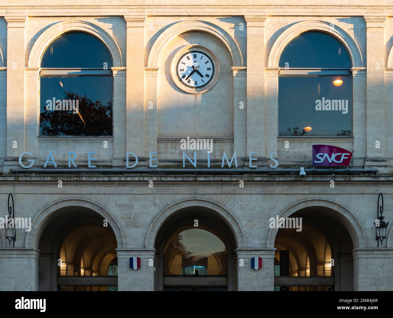 Nimes, Occitanie, France, 12 31 2022 - Facade of the railwaystation ...