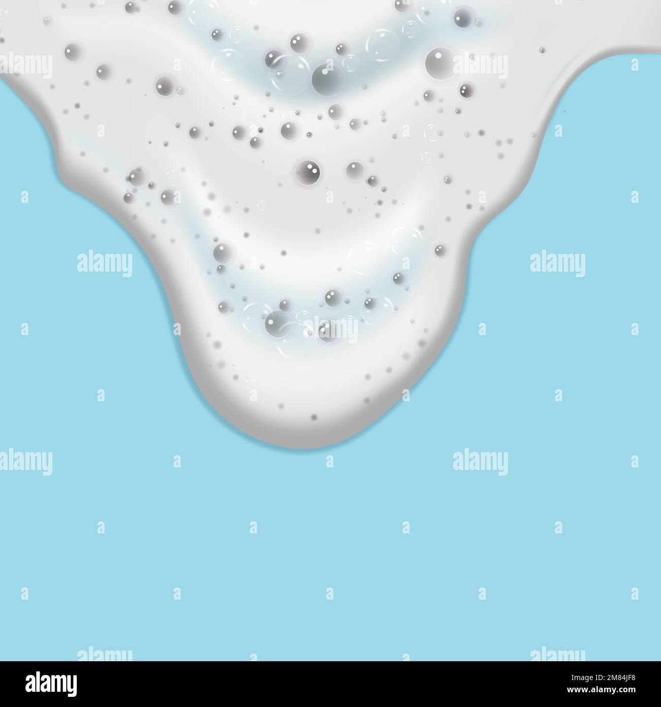 Shampoo bubbles texture.Bath foam isolated on blue background ...