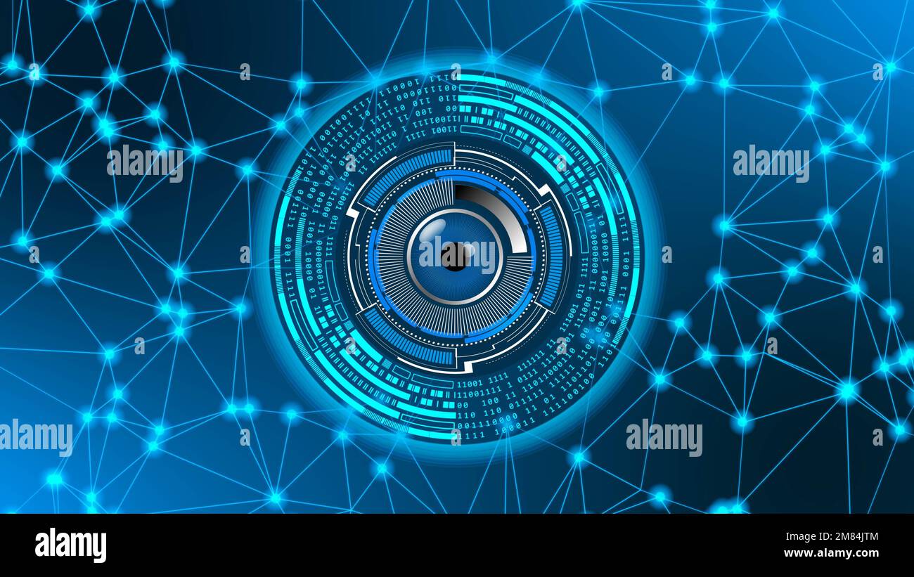 Electronic blue eye futuristic technology background - stylized ...