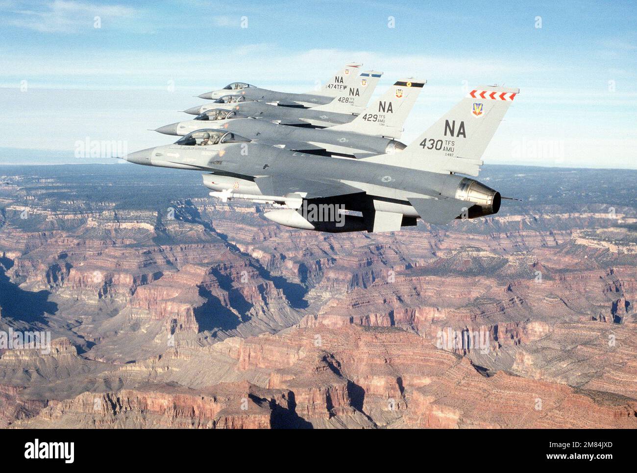 Four F-16A Fighting Falcon aircraft of the 474th Tactical Fighter Wing ...