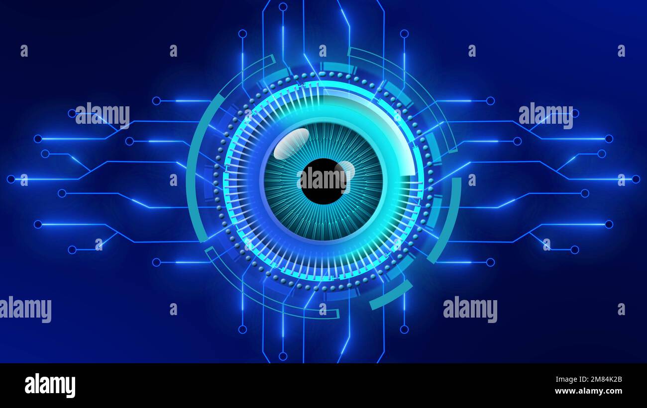 Electronic eye in HUD circle element between information connecting ...