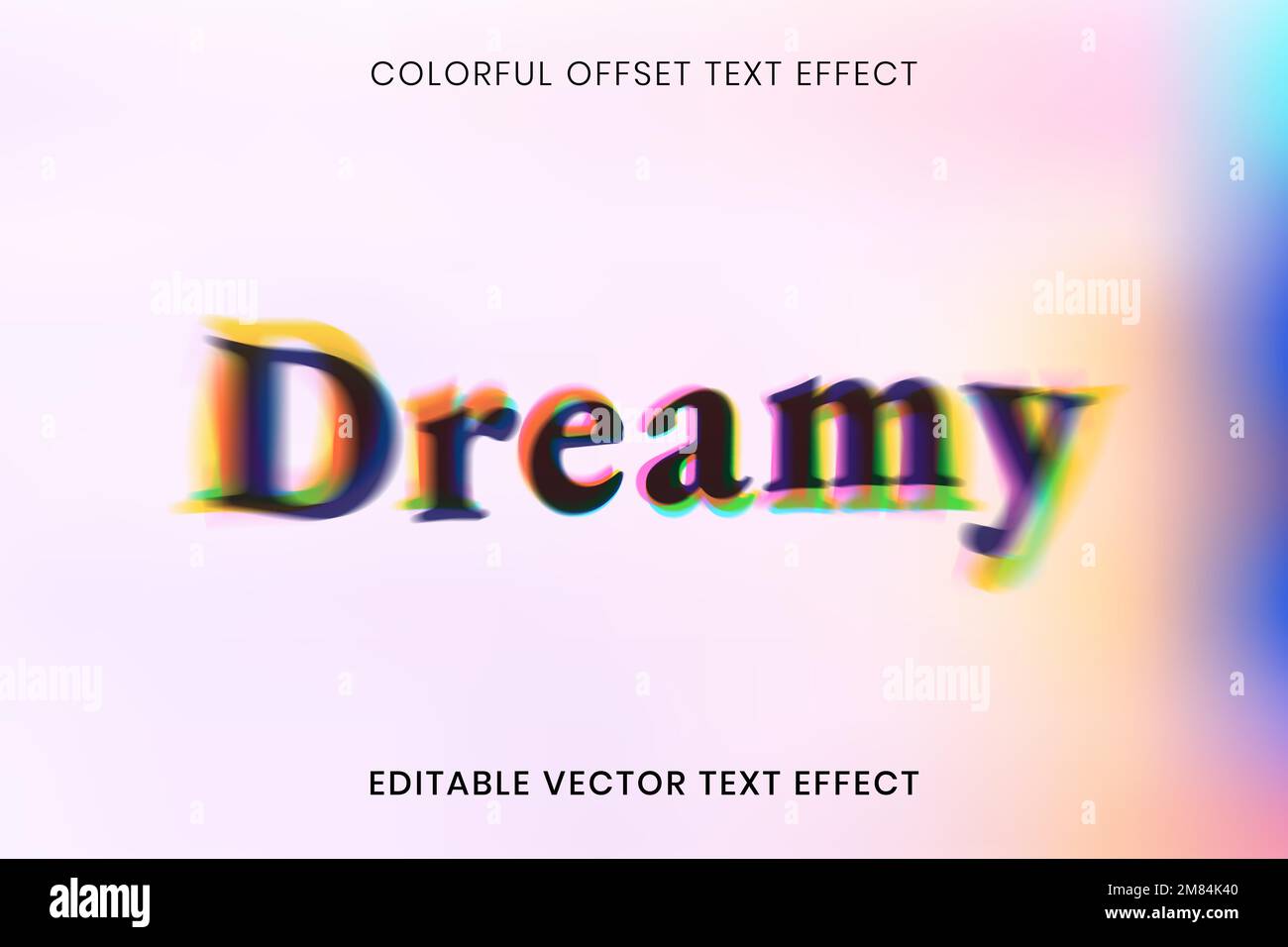 Editable text effect vector template, colorful offset font typography ...