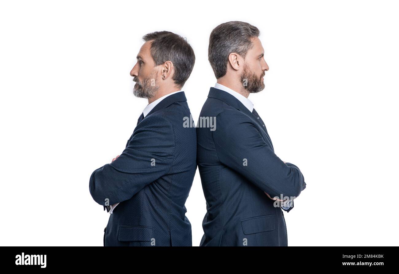 two leader businessmen partners isolated on white. leader businessmen ...
