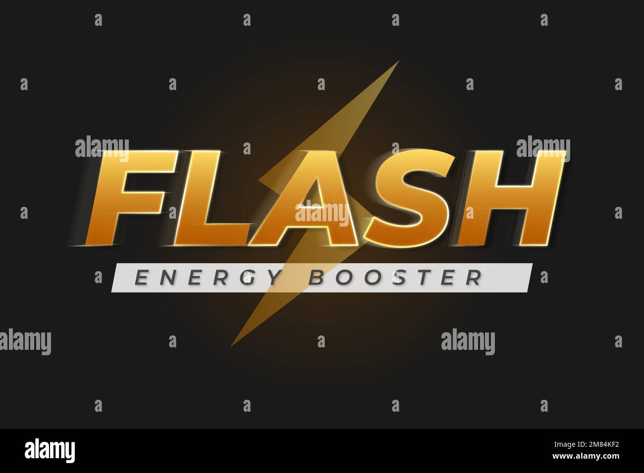 Editable logo mockup vector yellow text effect, flash energy booster ...