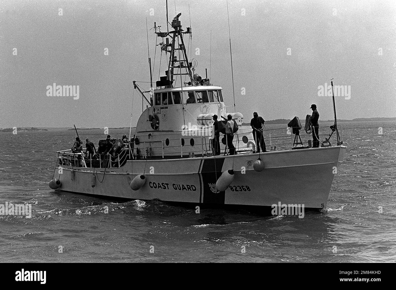 A starboard bow view of the U.S. Coast Guard patrol boat POINT WARDE ...