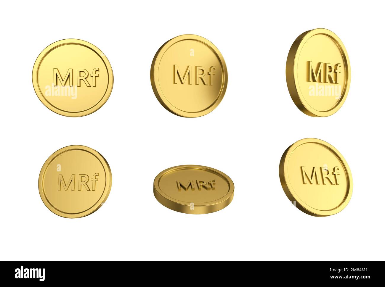 3d illustration Set of gold Maldivian rufiyaa coin in different angels ...