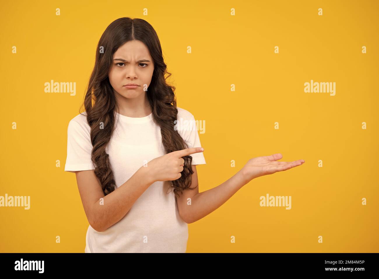 Angry kid girl showing hand hi-res stock photography and images - Alamy