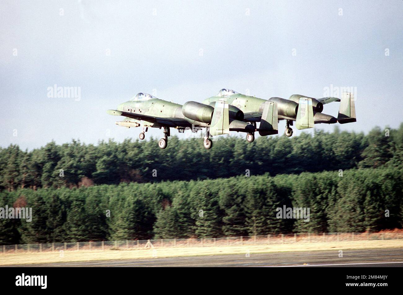A pair of A-10 Thunderbolt II aircraft from the78th Tactical Fighter ...
